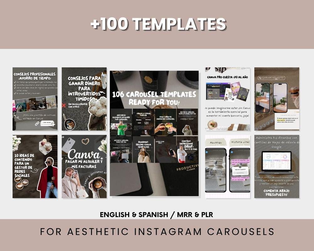 100+ Faceless Instagram Carousel Templates | Canva Social Media Kit ...