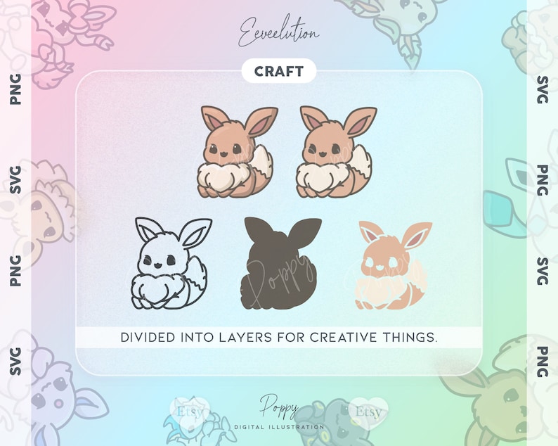 Chibi Eeveelution SVG PNG Clipart Bundle - Etsy Canada