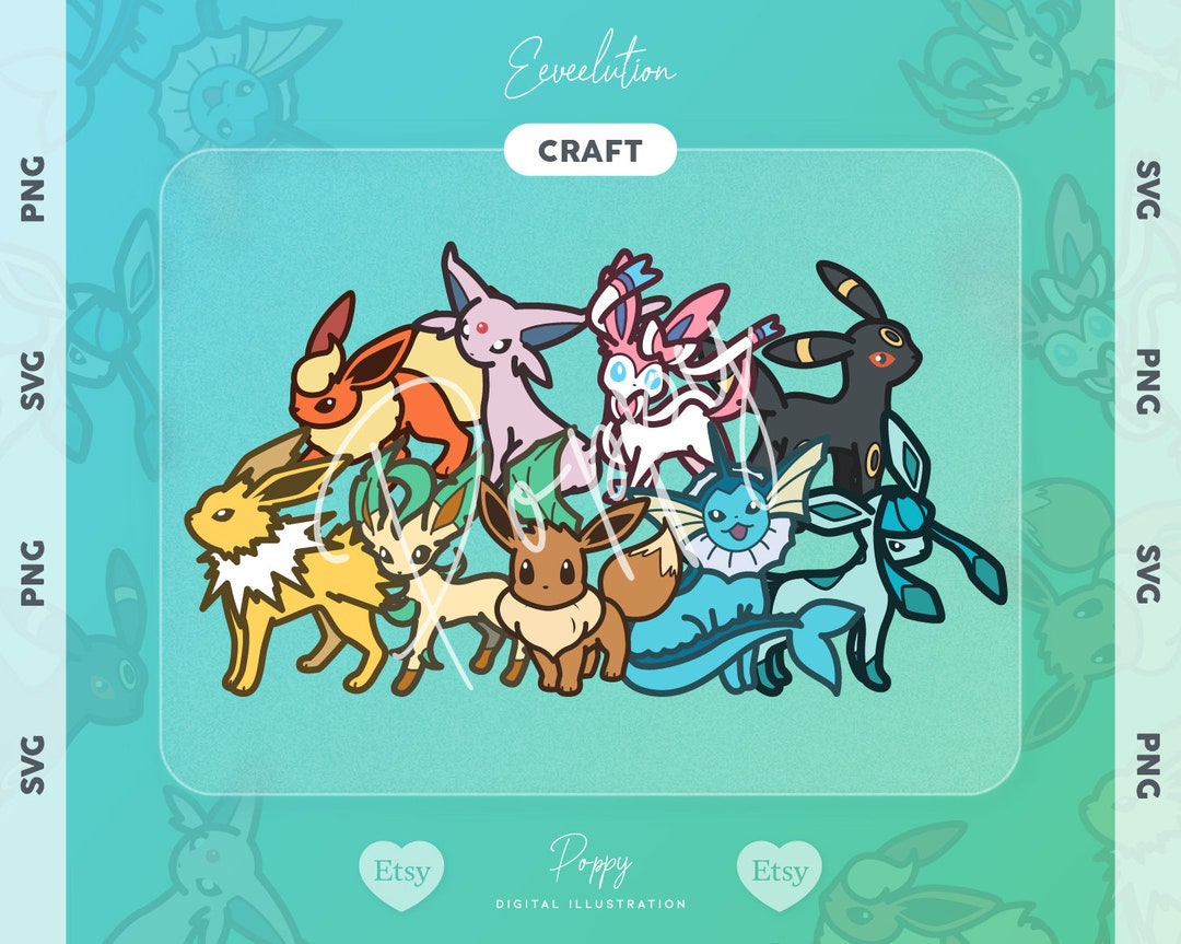 Eeveelution Clipart Bundle, SVG PNG, DIY Craft Printable - Etsy UK