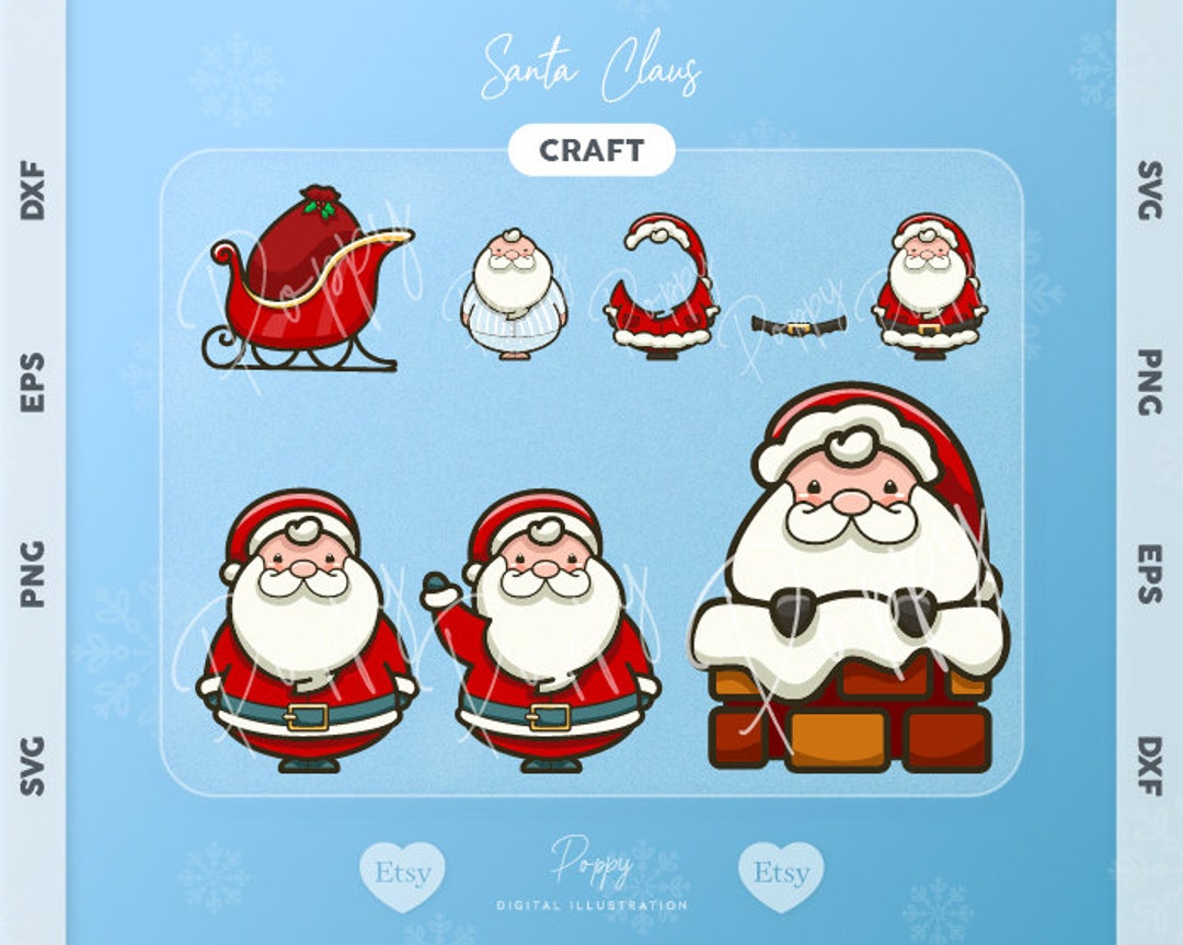 Santa Dress up Pattern SVG Silhouette PNG / Template / Clipart Eps ...
