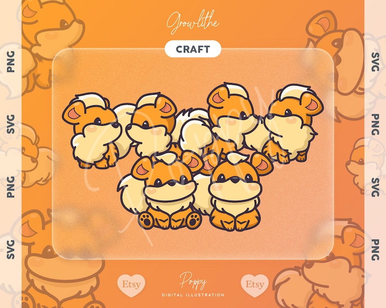 Growlithe Bundle SVG, PNG / EPS / Growlithe / Dxf / Layered / Cricut ...