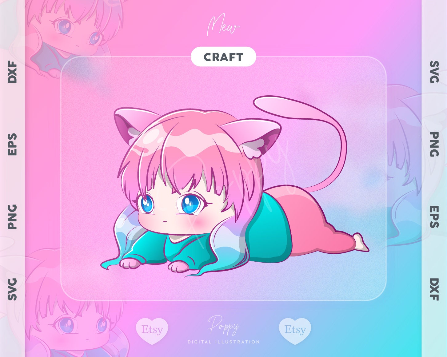 Mew SVG Mew PNG Silhouette Png / Layered Dxf / Clipart Eps / Pokemon ...