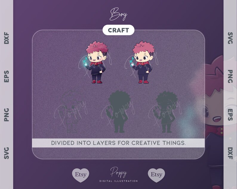 Boy SVG Silhouette Png / Japan / Silhouette / Layered / Cut / Craft ...