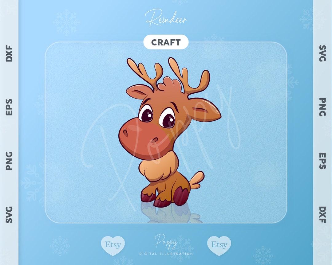 Clipart de reno chibi: ciervo navideño SVG, PNG, plantilla (ilustración ...
