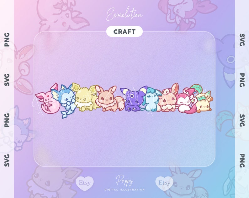 Candy Eeveelution Clipart: SVG, PNG, DIY Craft Bundle - Etsy