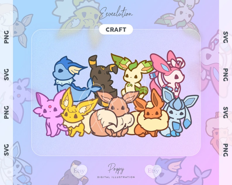 Eeveelution Clipart Bundle: SVG, PNG, DIY Craft Cut Files - Etsy