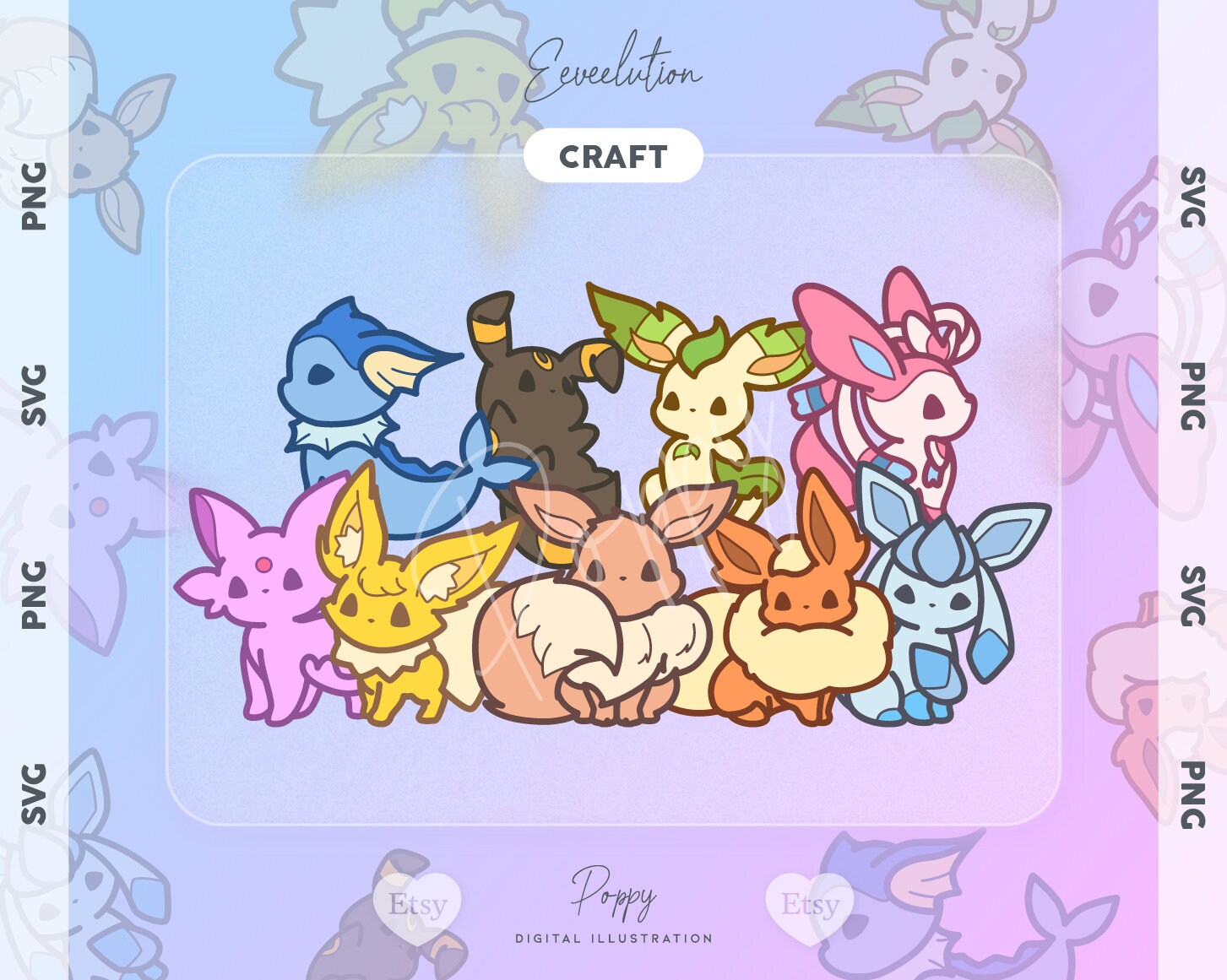 Eeveelution Clipart Bundle: SVG, PNG, DIY Craft Cut Files - Etsy Canada