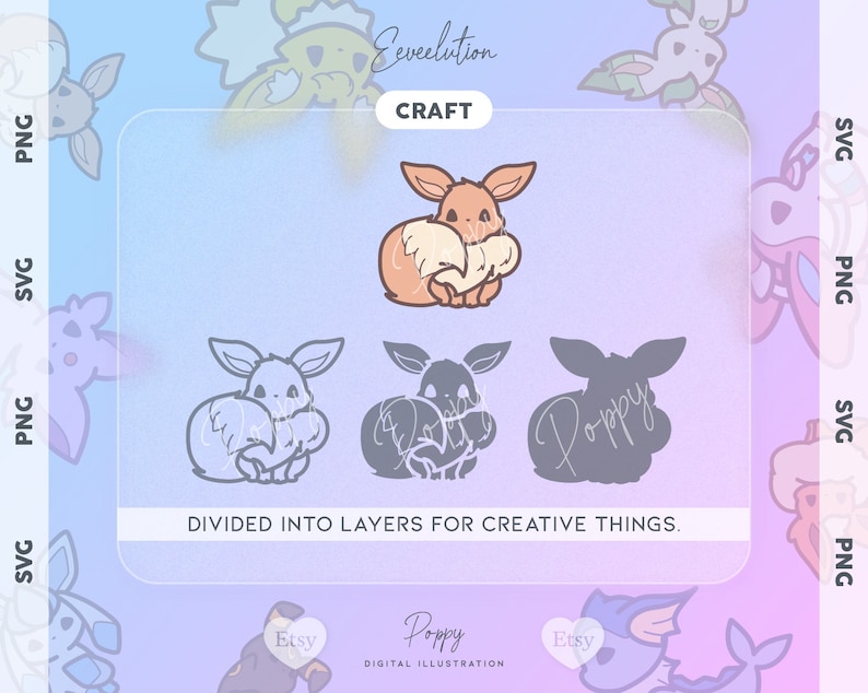 Eeveelution Clipart Bundle: SVG, PNG, DIY Craft Cut Files - Etsy Australia