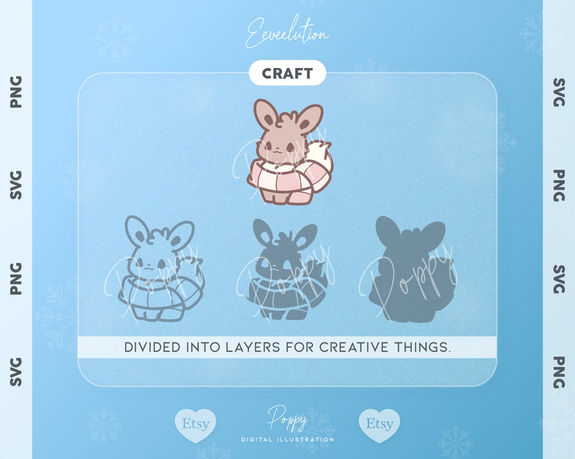 Christmas Eeveelution SVG Silhouette PNG / Layered / Clipart / Pokemon ...