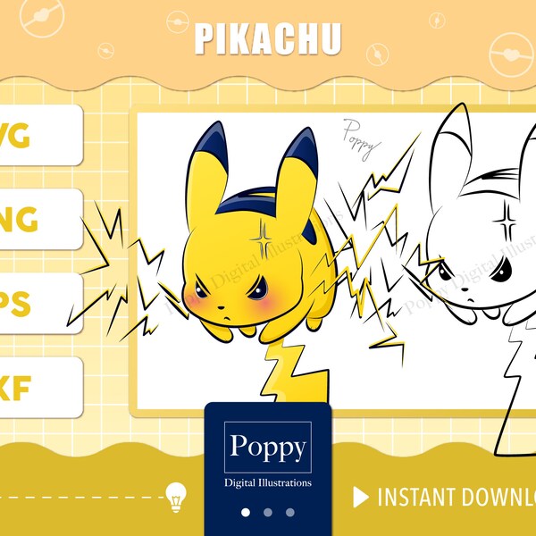 Pikachu en colère png - Etsy France