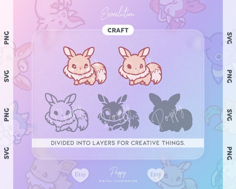 Candy Eeveelution Clipart: SVG, PNG, DIY Craft Bundle - Etsy