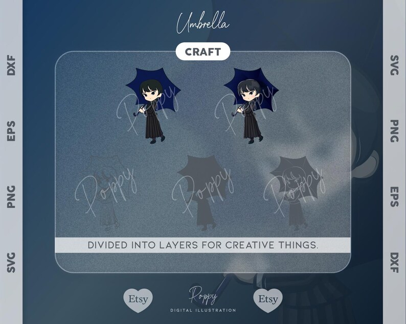 Chibi Umbrella Clipart: SVG, PNG, EPS (digital Illustration) - Etsy