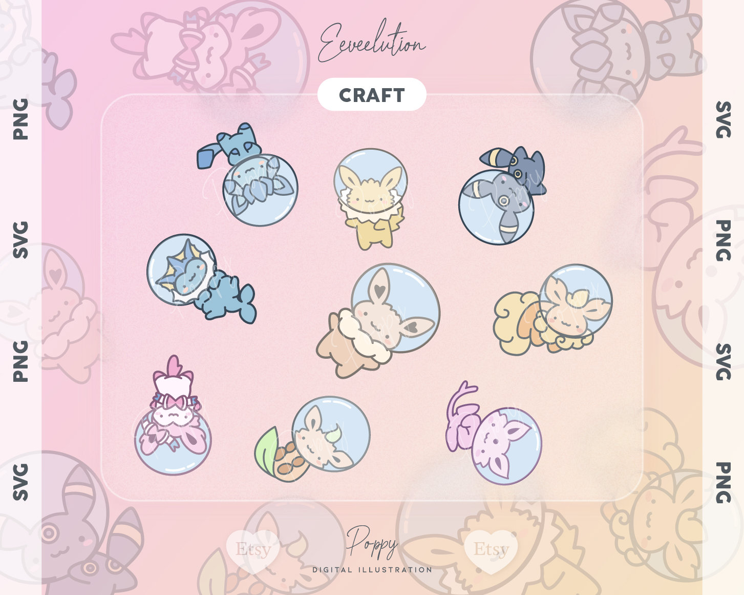 Astronaut Eeveelution SVG Silhouette PNG / Layered / Clipart / Pokemon ...