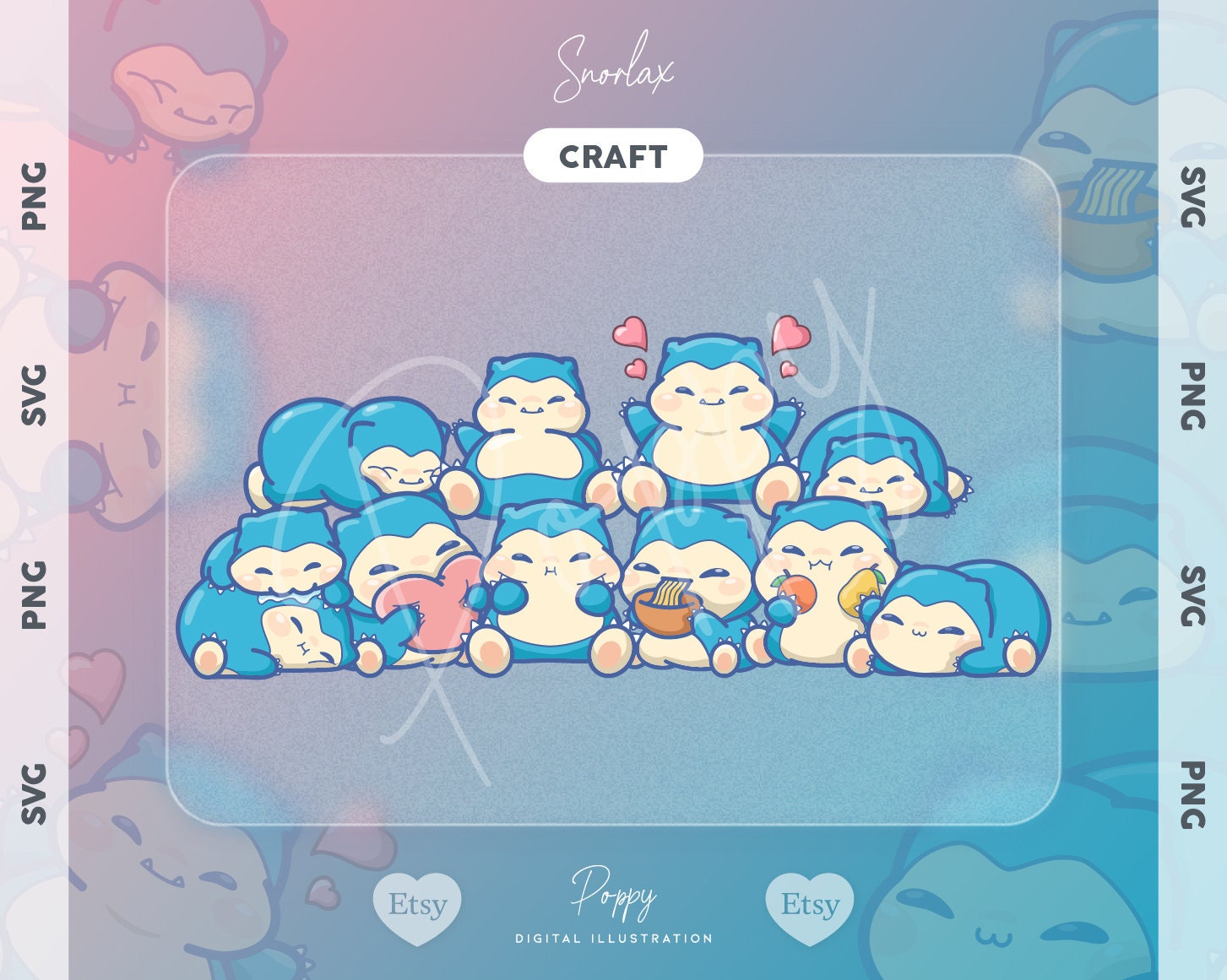 Adorable Snorlax Bundle SVG, PNG / EPS / Snorlax / Dxf / Layered ...