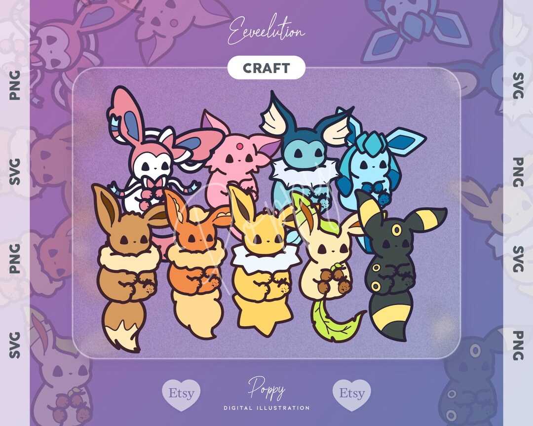 Eeveelution Clipart Bundle, Pokemon SVG PNG Cut Files - Etsy