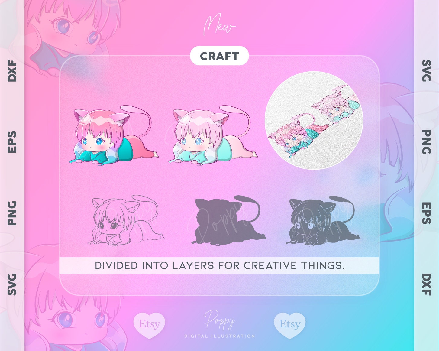 Mew SVG Mew PNG Silhouette Png / Layered Dxf / Clipart Eps / Pokemon ...