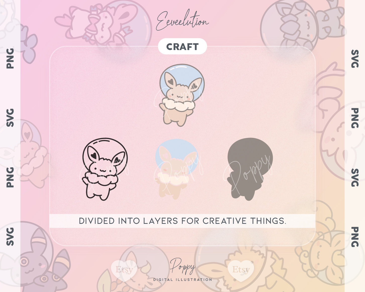 Astronaut Eeveelution SVG Silhouette PNG / Layered / Clipart / Pokemon ...