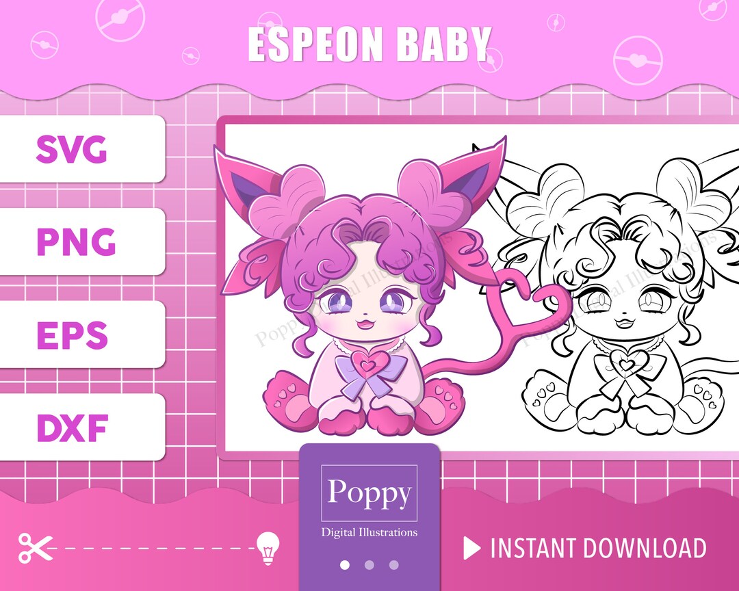 Espeon Baby / SVG silueta png / dxf en capas / clipart eps / - Etsy México