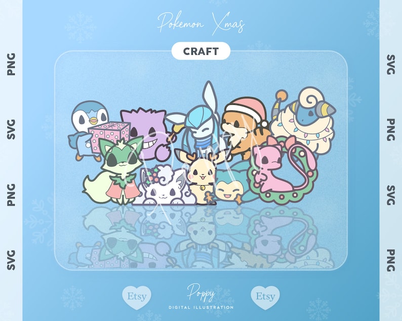 Pokemon Christmas Clipart Bundle: SVG, PNG (10 Illustrations) - Etsy