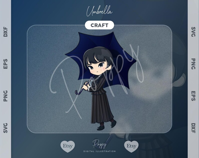 Chibi Umbrella Clipart: SVG, PNG, EPS (digital Illustration) - Etsy