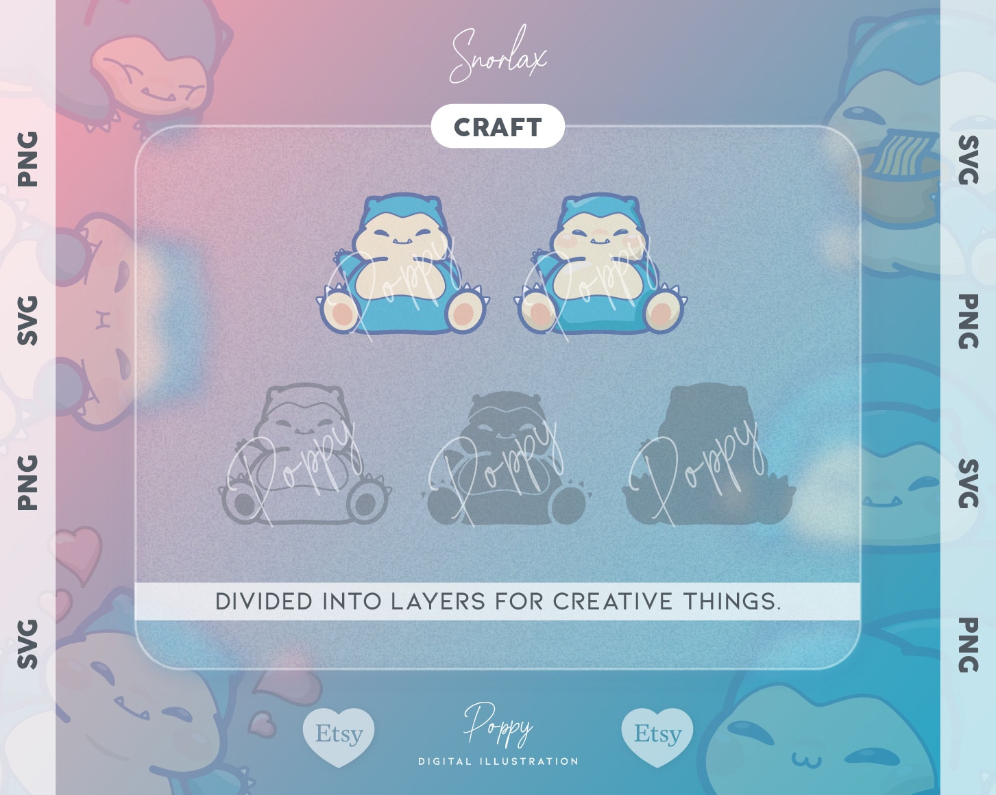 Adorable Snorlax Bundle SVG, PNG / EPS / Snorlax / Dxf / Layered ...