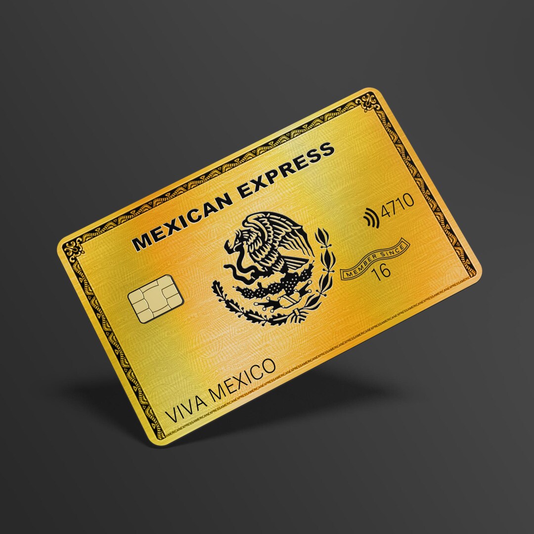 Gold Mex. Express Credit Card Vinyl Sticker, Credit Card Cover, Mexican ...