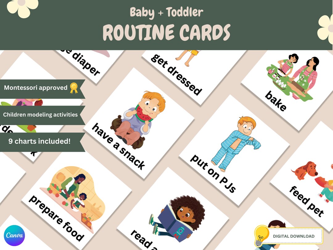 Daily Visual Routine Charts With Cards Morning Afternoon - Etsy