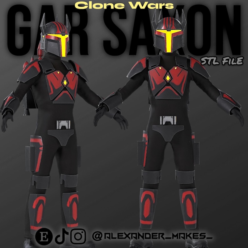 Gar Saxon Wearable Armor Kit | Clone Wars Mandalorian STL File - Etsy