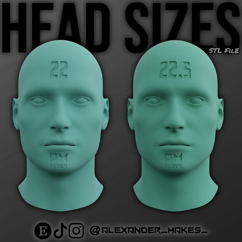 Cosplay Head Size Guide 3D Model: Helmet Scaling (19-27") (PDF) - Etsy