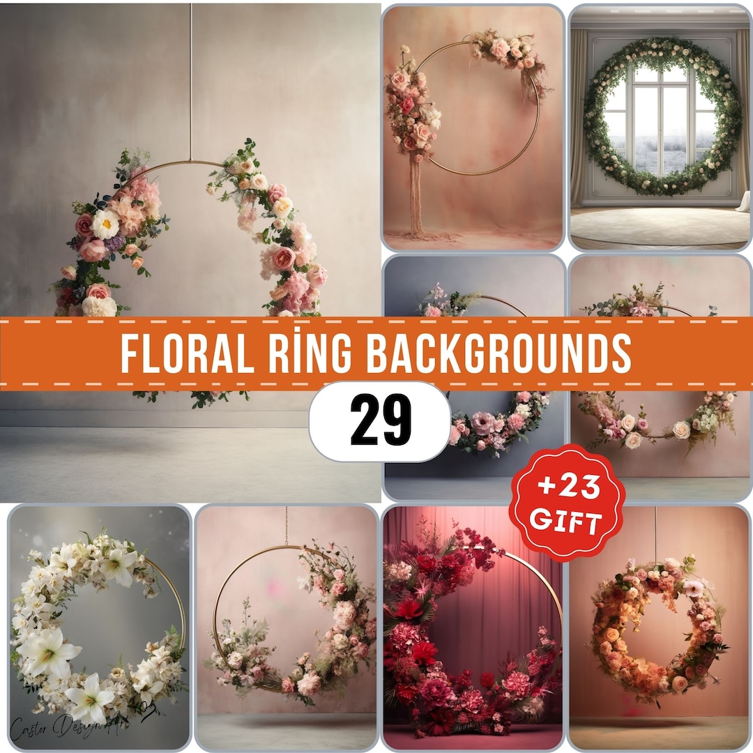 29 Flower Foliage Ring Overlays Floral Circle Halo Overlays - Etsy
