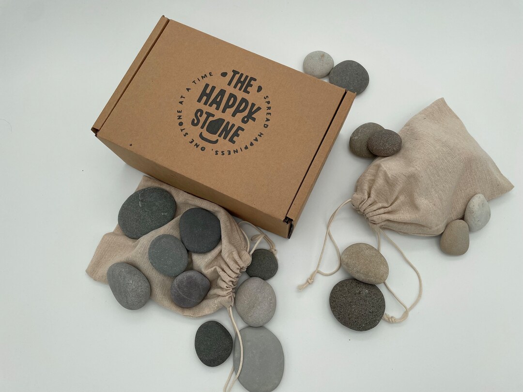 Beach Pebbles [4-8cm] for Rock Painting Set of 15 + Free Stencil ...