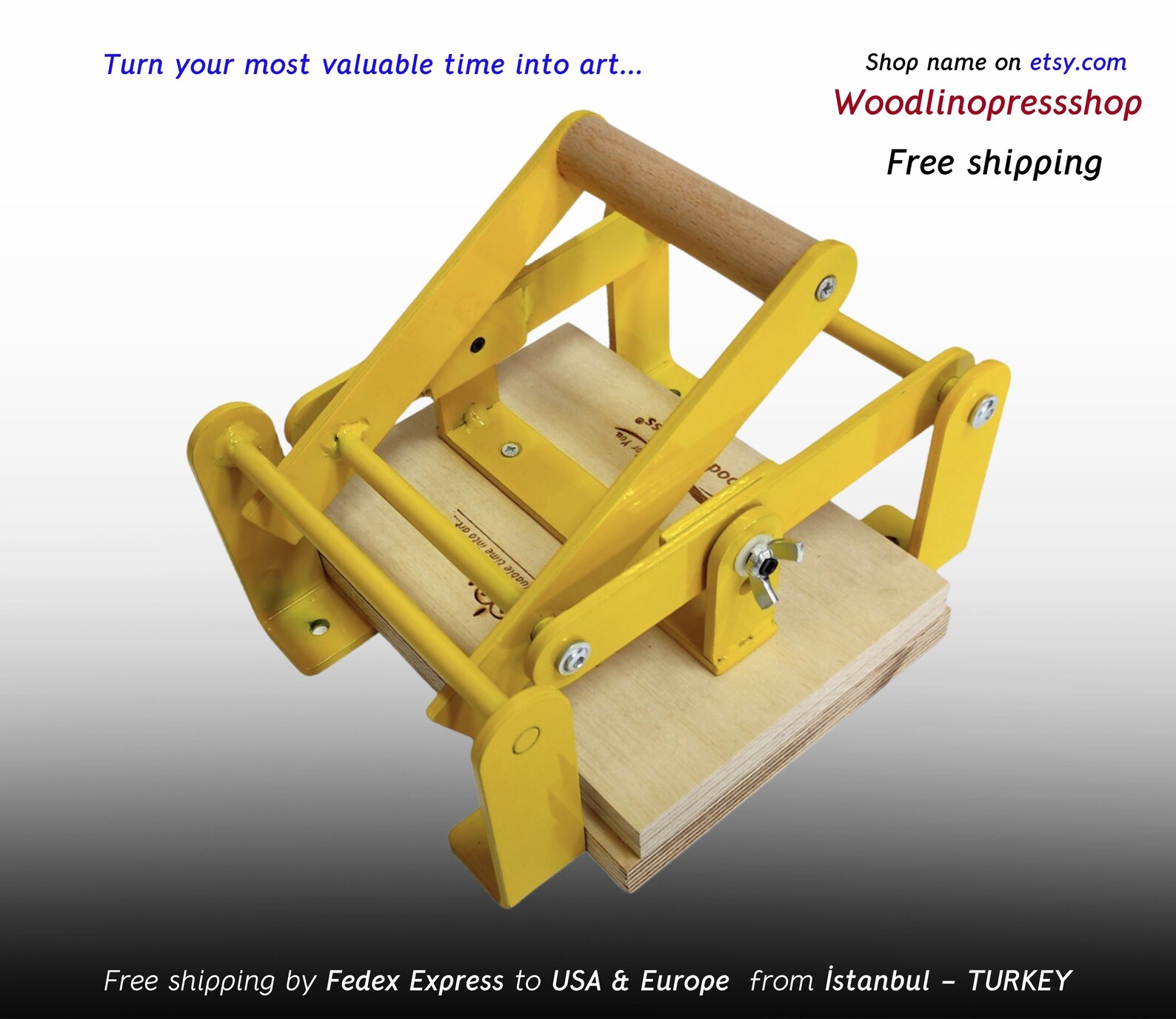 A5 Block Printing Press, Handcrafted for Linocut Art, Durable Linoleum ...