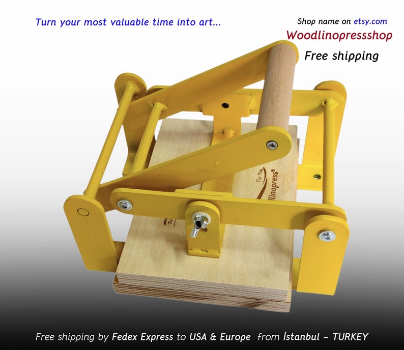 A5 Block Printing Press, Handcrafted for Linocut Art, Durable Linoleum ...