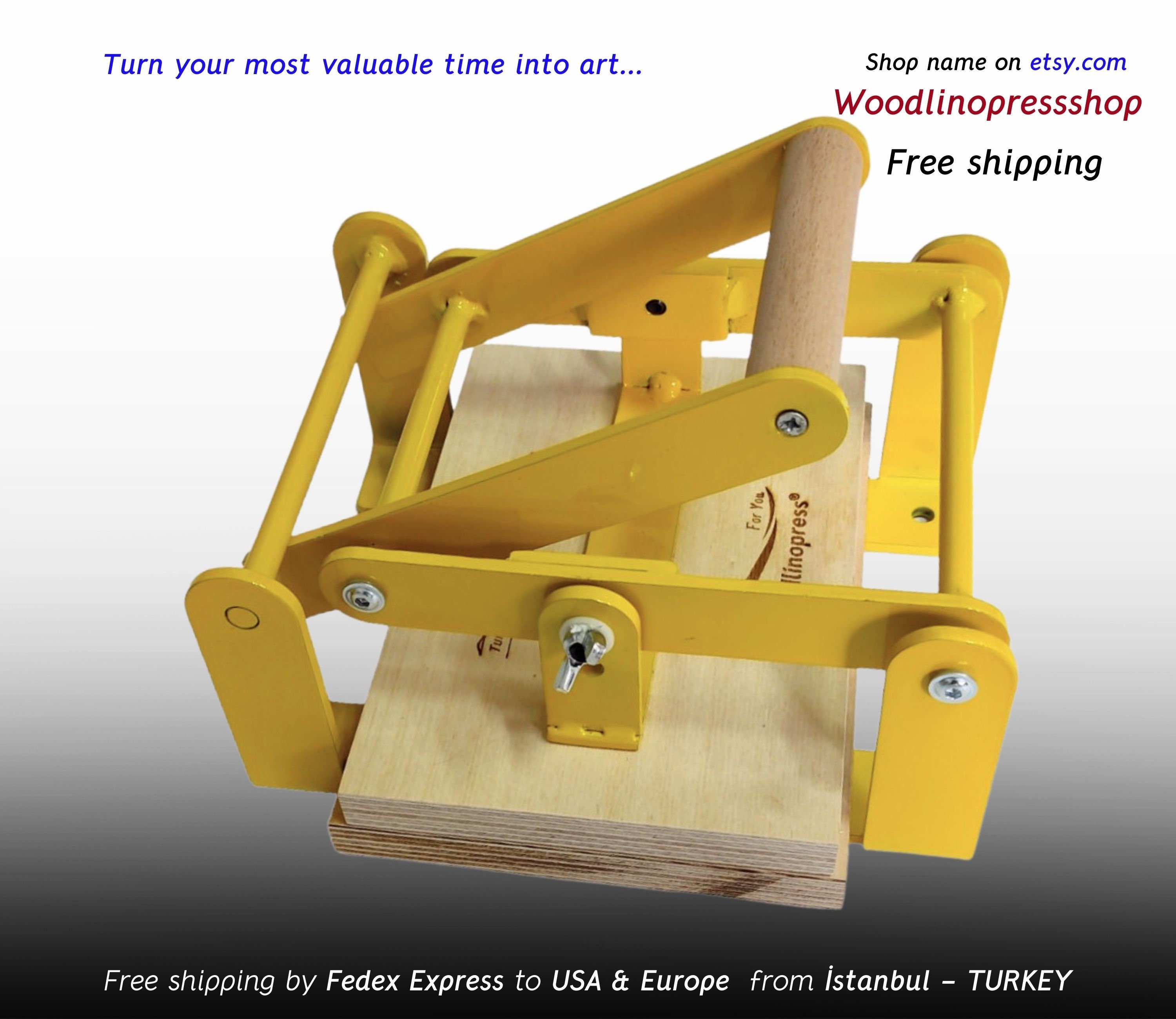 A5 Block Printing Press, Handcrafted for Linocut Art, Durable Linoleum ...