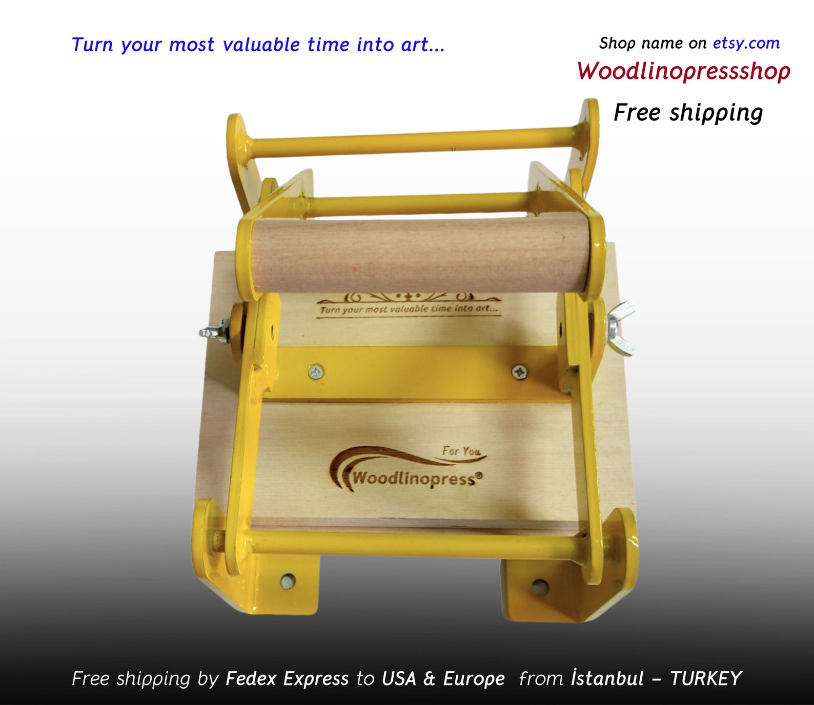 A5 Block Printing Press, Handcrafted for Linocut Art, Durable Linoleum ...