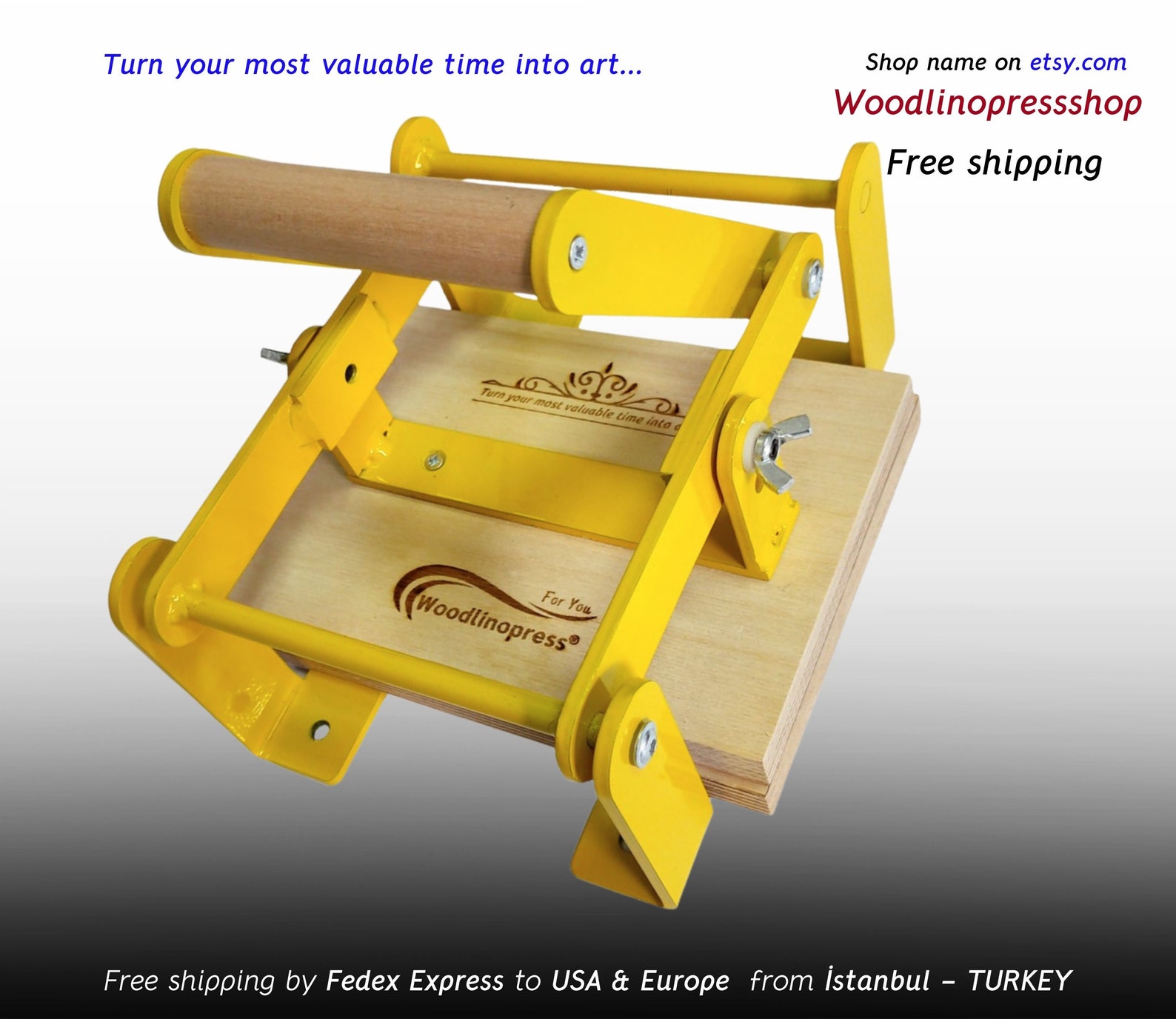 A5 Block Printing Press, Handcrafted for Linocut Art, Durable Linoleum ...