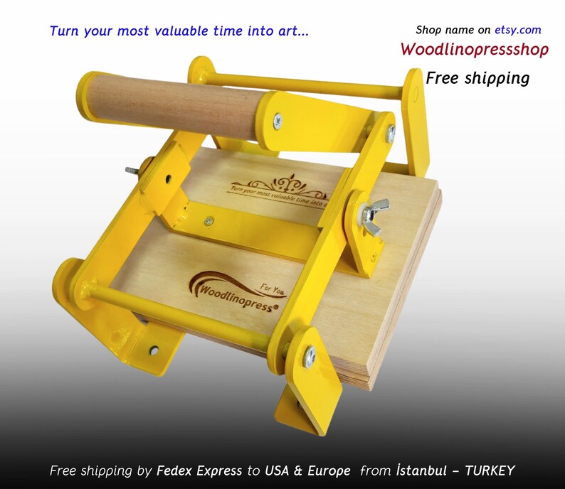 A5 Block Printing Press, Handcrafted for Linocut Art, Durable Linoleum ...