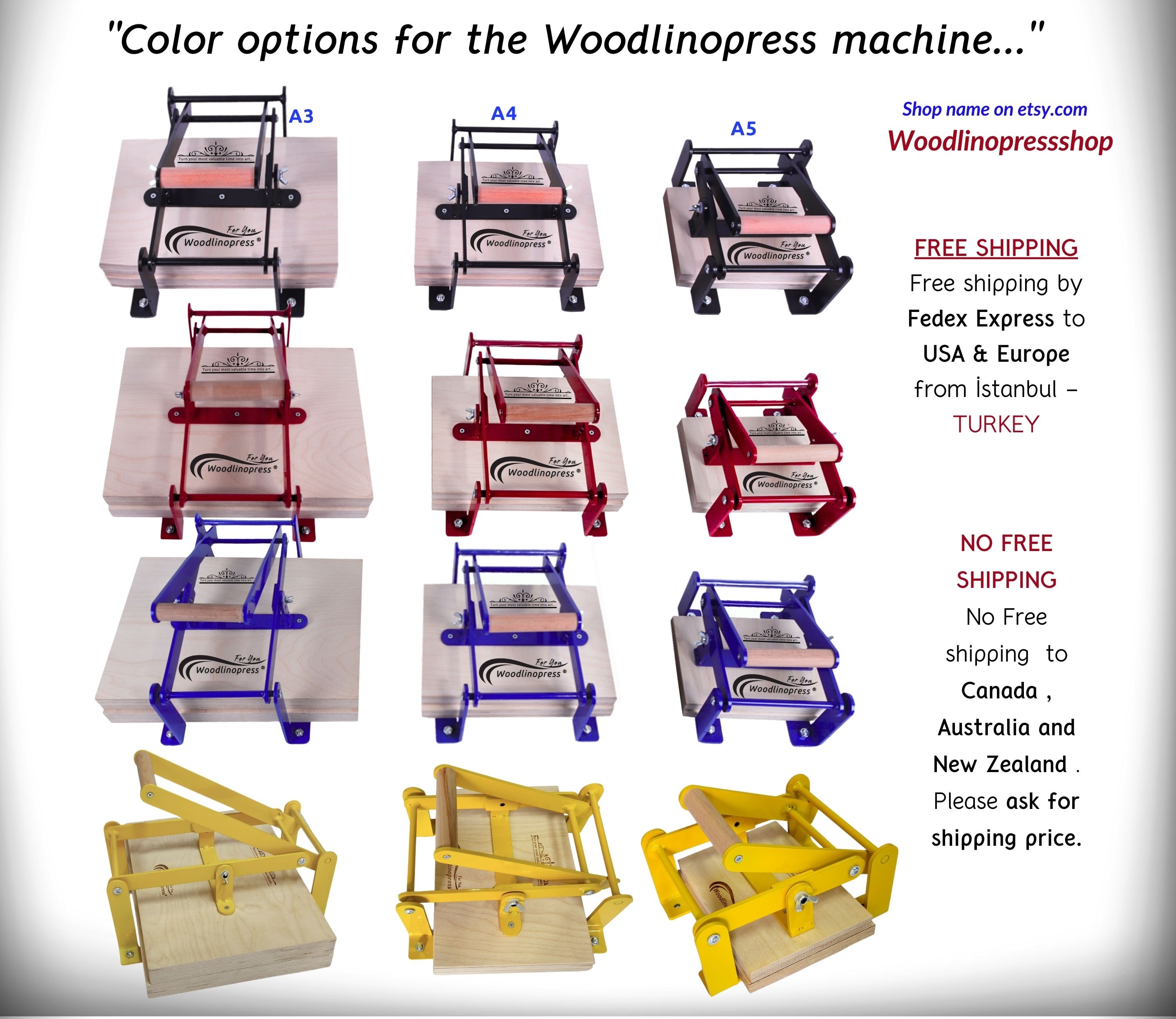 A5 Block Printing Press, Handcrafted for Linocut Art, Durable Linoleum ...