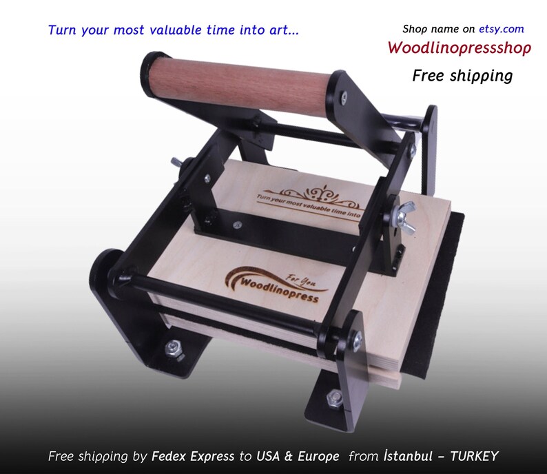 A5 Block Printing Press, Handcrafted for Linocut Art, Durable Linoleum ...
