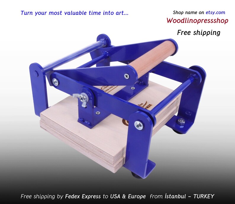A5 Block Printing Press, Handcrafted for Linocut Art, Durable Linoleum ...