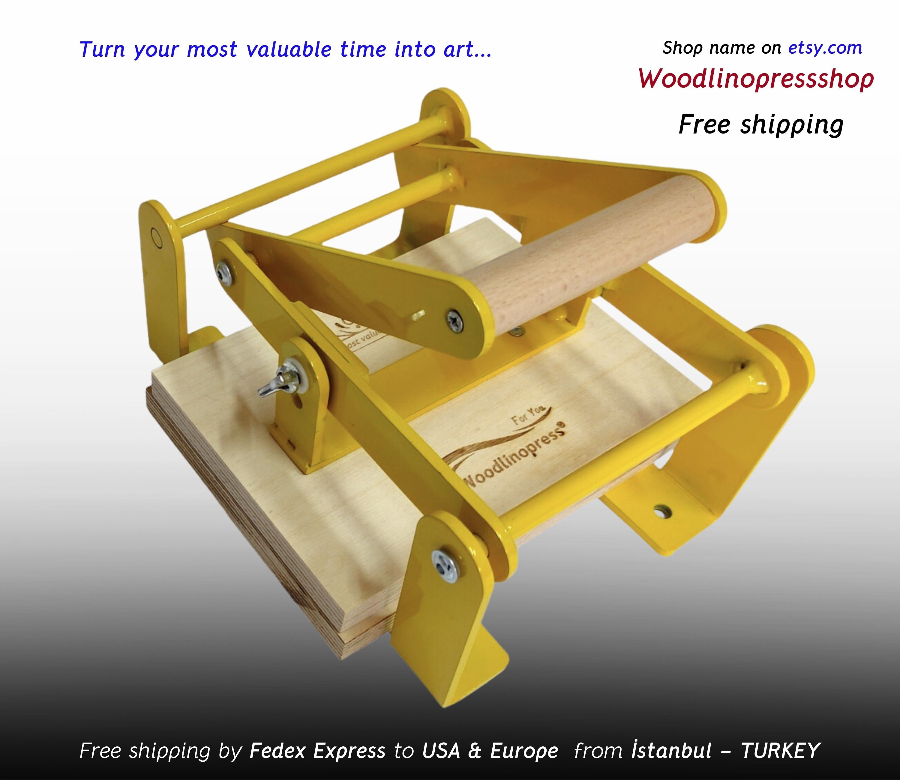 A5 Block Printing Press, Handcrafted for Linocut Art, Durable Linoleum ...