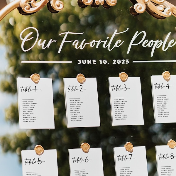 Wedding Mirror Seating Chart Decal Our Favorite People Decal Custom ...