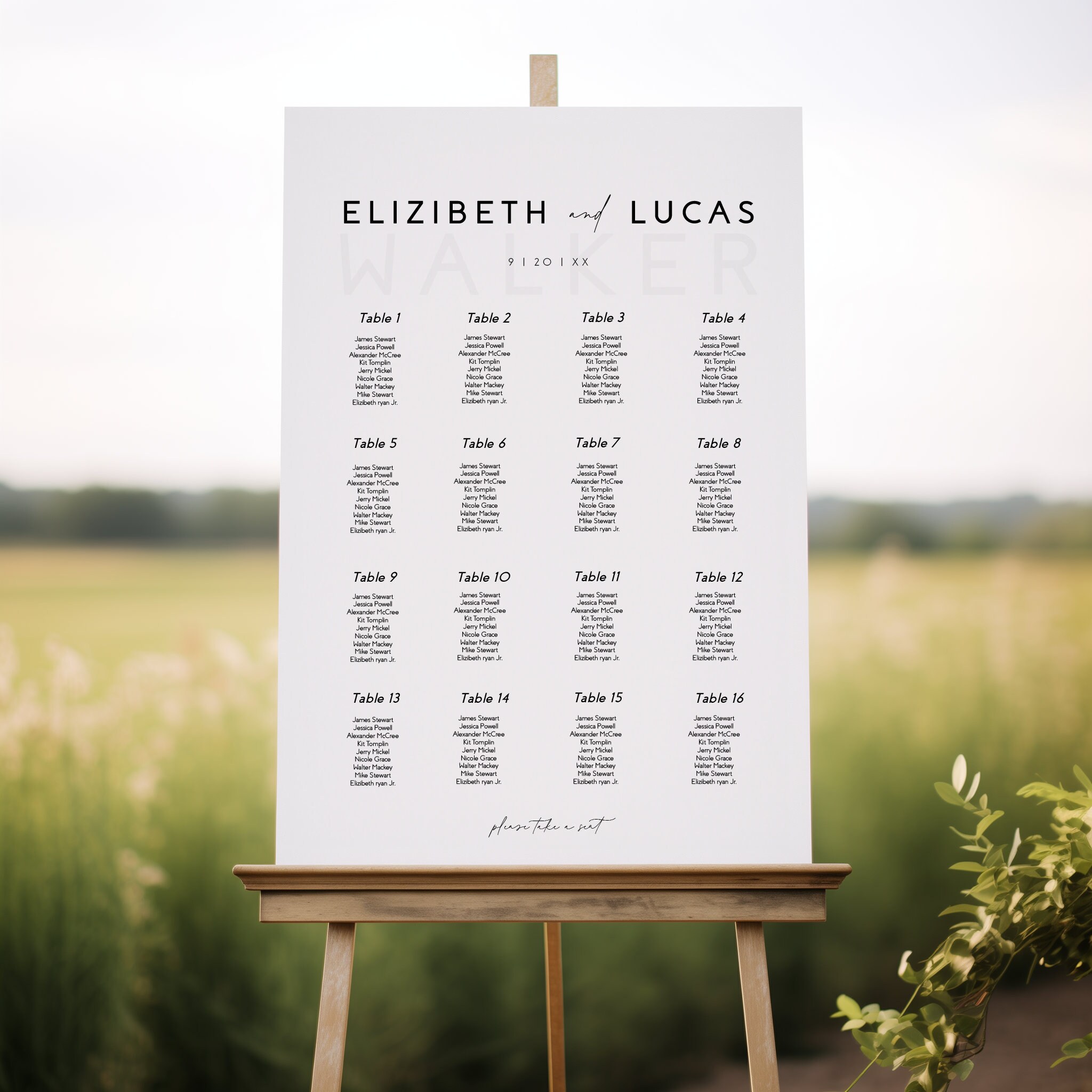 Modern Wedding Seating Chart Template Minimalist Wedding - Etsy