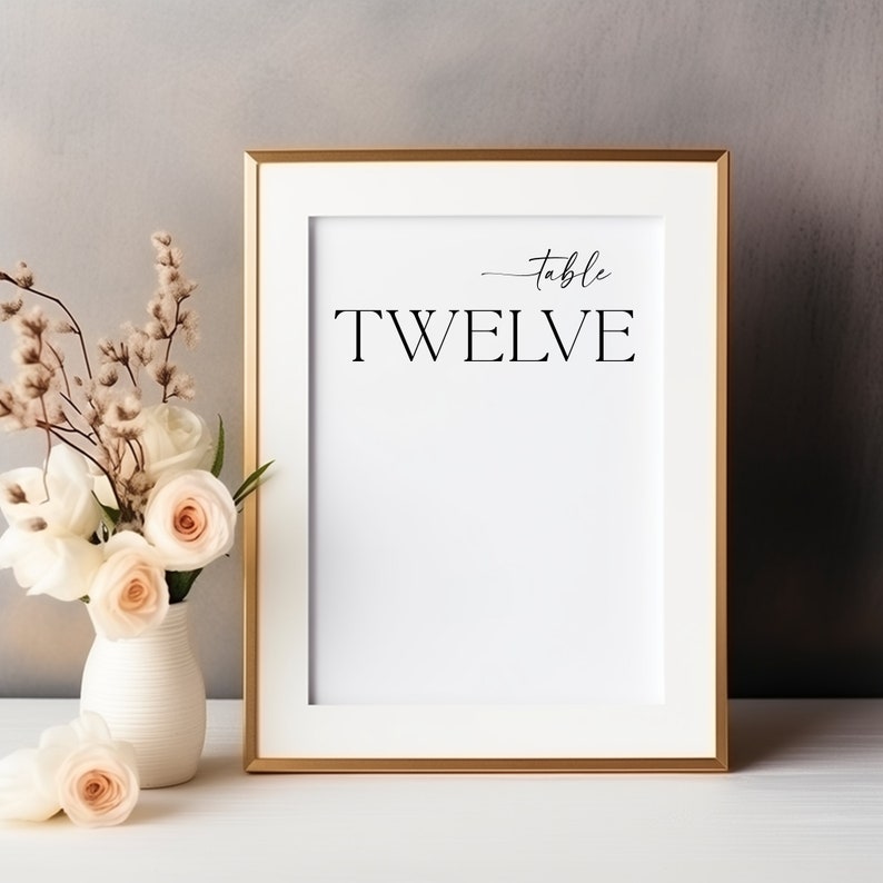 Modern Minimalist Wedding Table Numbers Template (digital Download) - Etsy