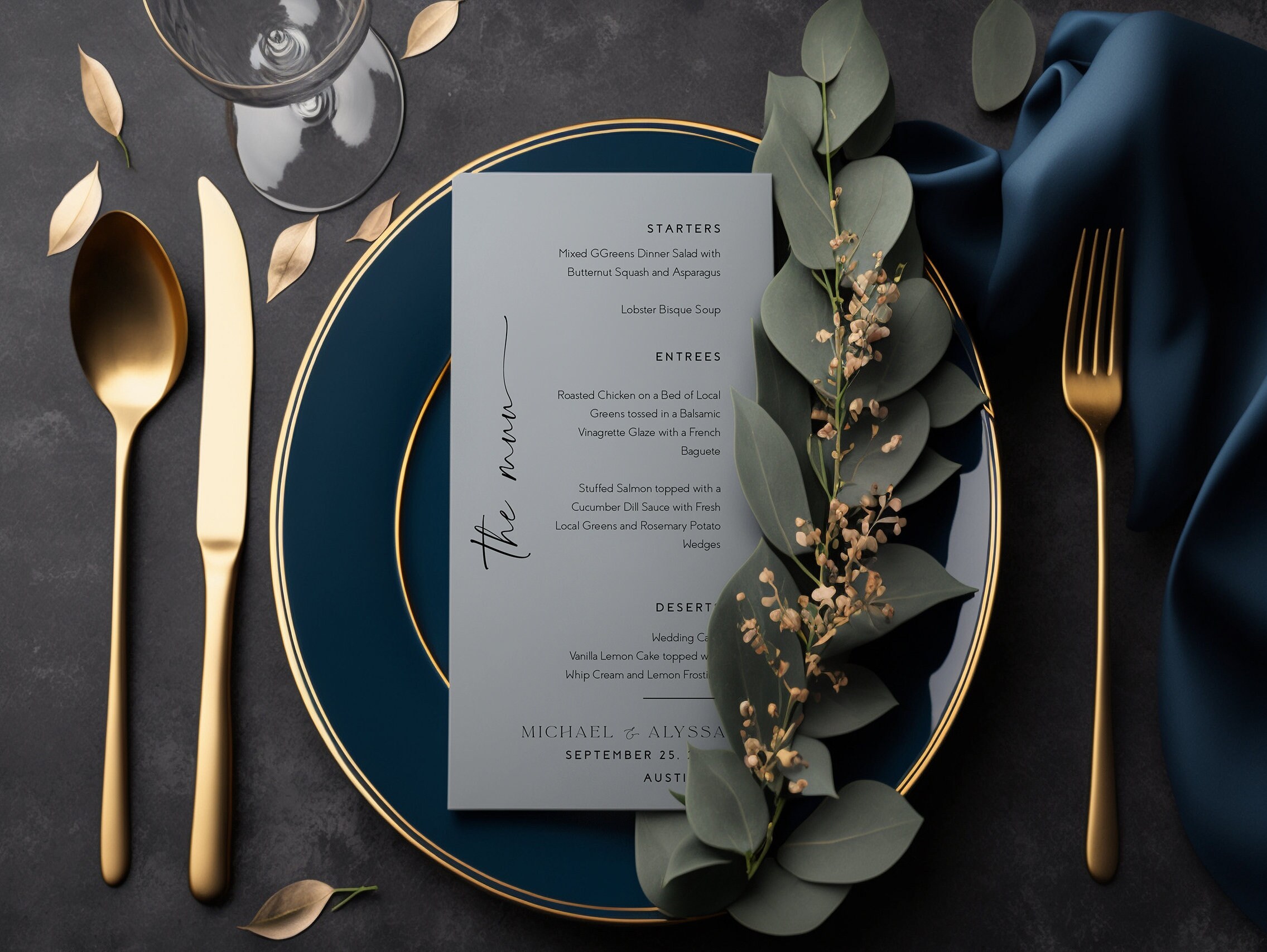 Modern Wedding Menu Template, Wedding Menu Card, Napkin Note, Edit With ...