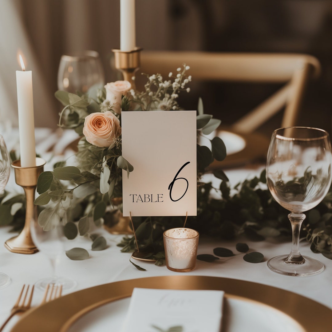 Minimal Table Numbers Template, Modern Table Numbers, Minimal Wedding ...