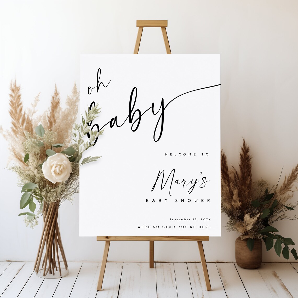 Oh Baby Baby Shower Welcome Sign Girl Baby Shower Welcome - Etsy