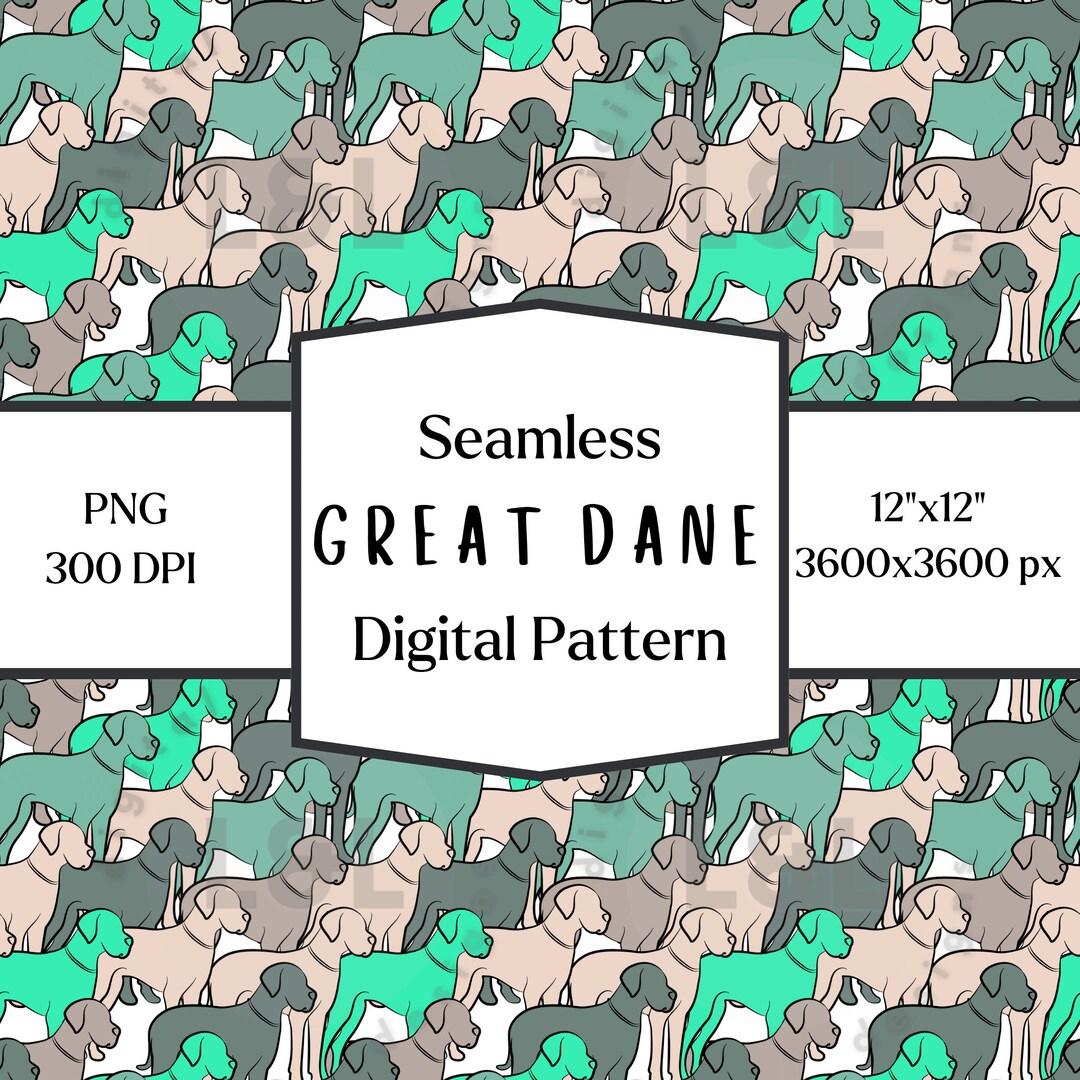 Seamless Great Dane Digital Pattern, Dog Pattern, Commercial Use ...