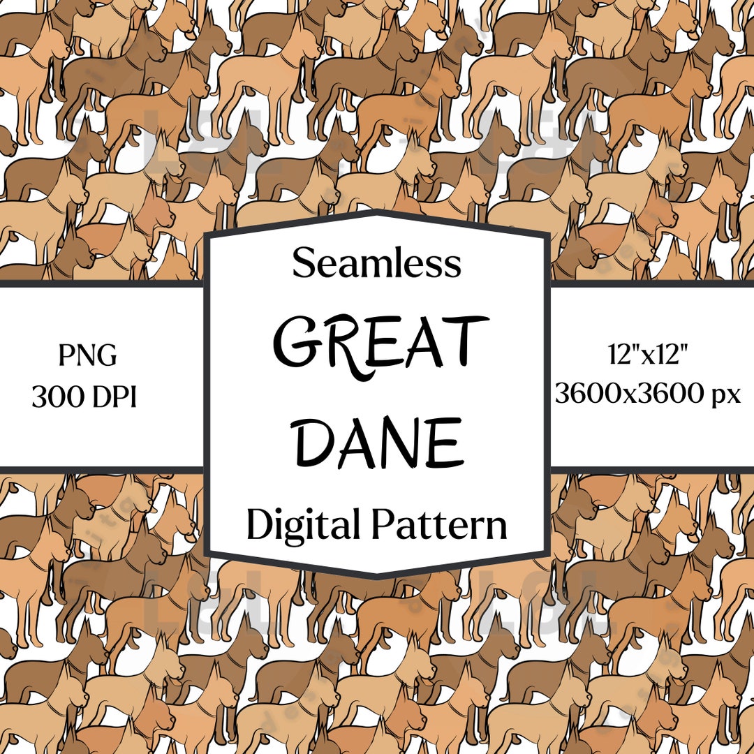 Seamless Dog Digital Pattern, Great Dane Pattern, Commercial Use ...