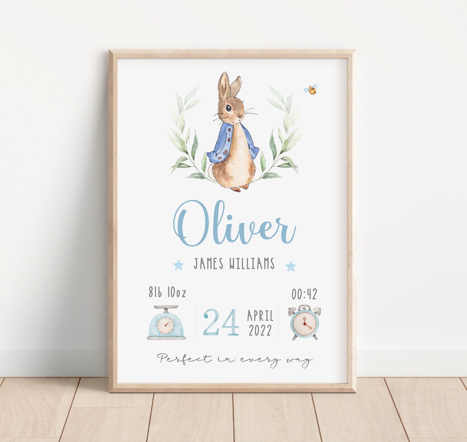 Personalised Boys Blue Peter Rabbit Birth Print Nursery - Etsy